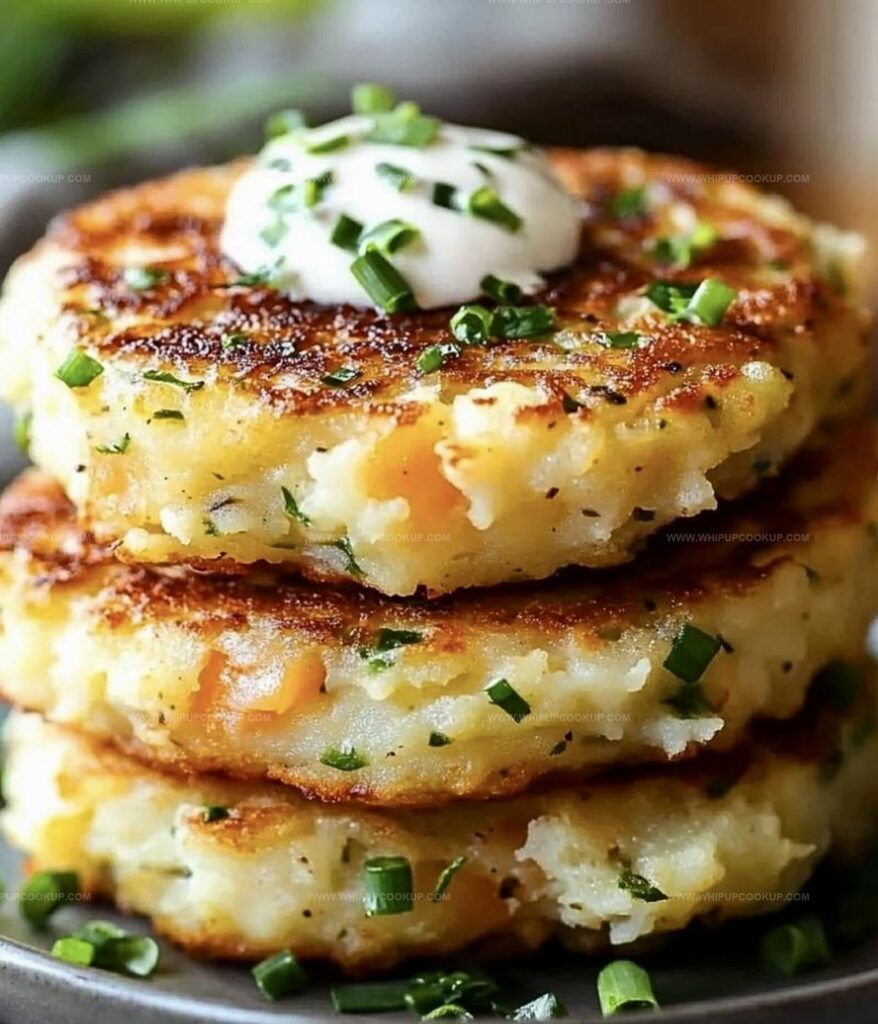 Irresistibly Crispy Loaded Mashed Potato Cakes Recipe - Whip Up Cook Up